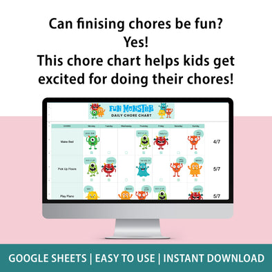 Monster Chore Chart Spreadsheet for Kids – Ministering Printables