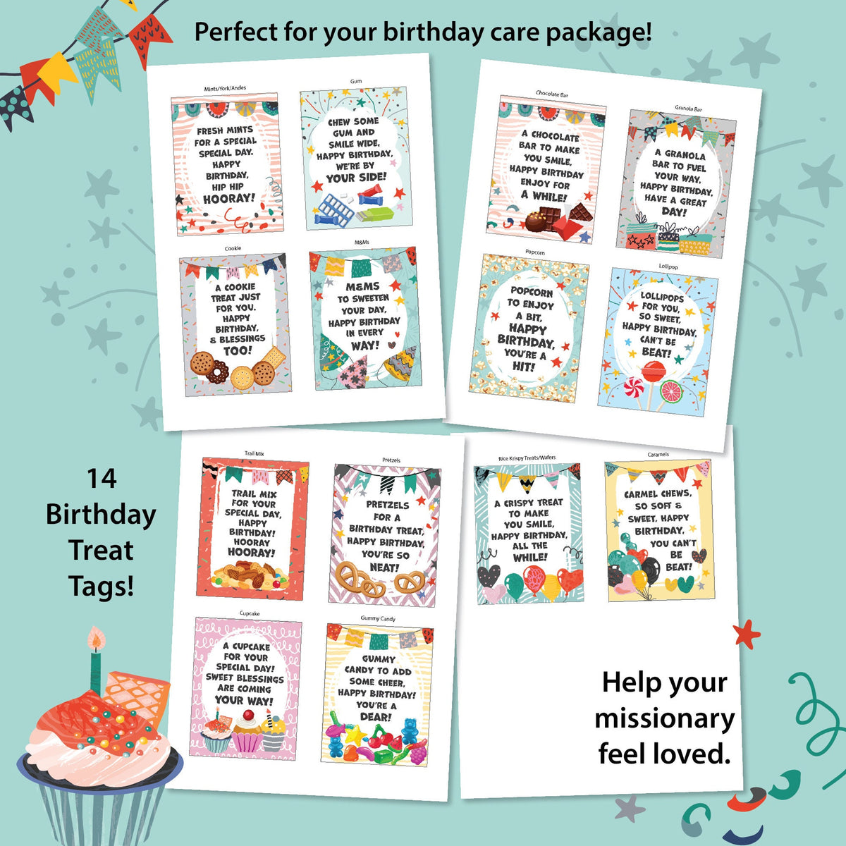 🎂 Birthday Treat Tags for LDS Missionary Care Packages 🍭 – Ministering ...