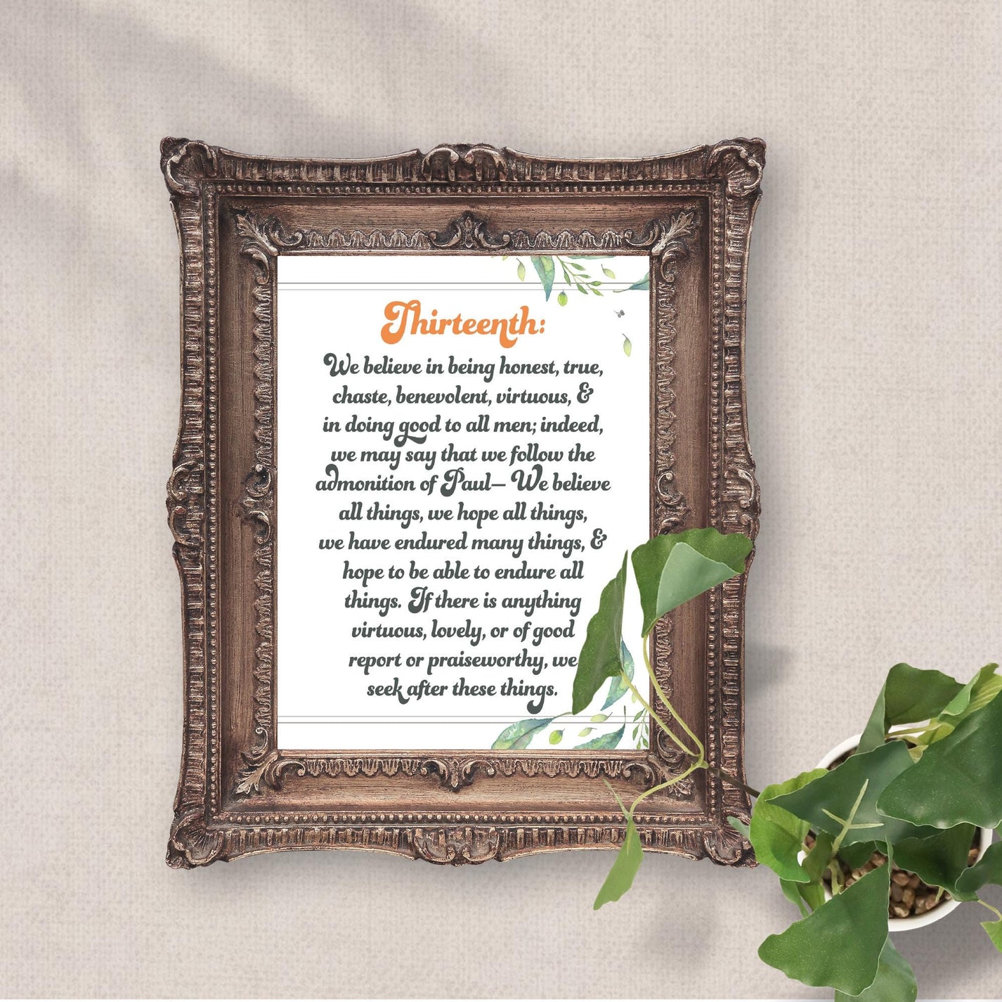 Articles of Faith Printable Posters Floral – Ministering Printables