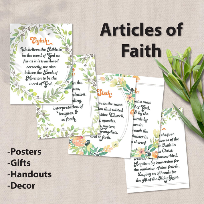 Articles of Faith Printable Posters Floral – Ministering Printables