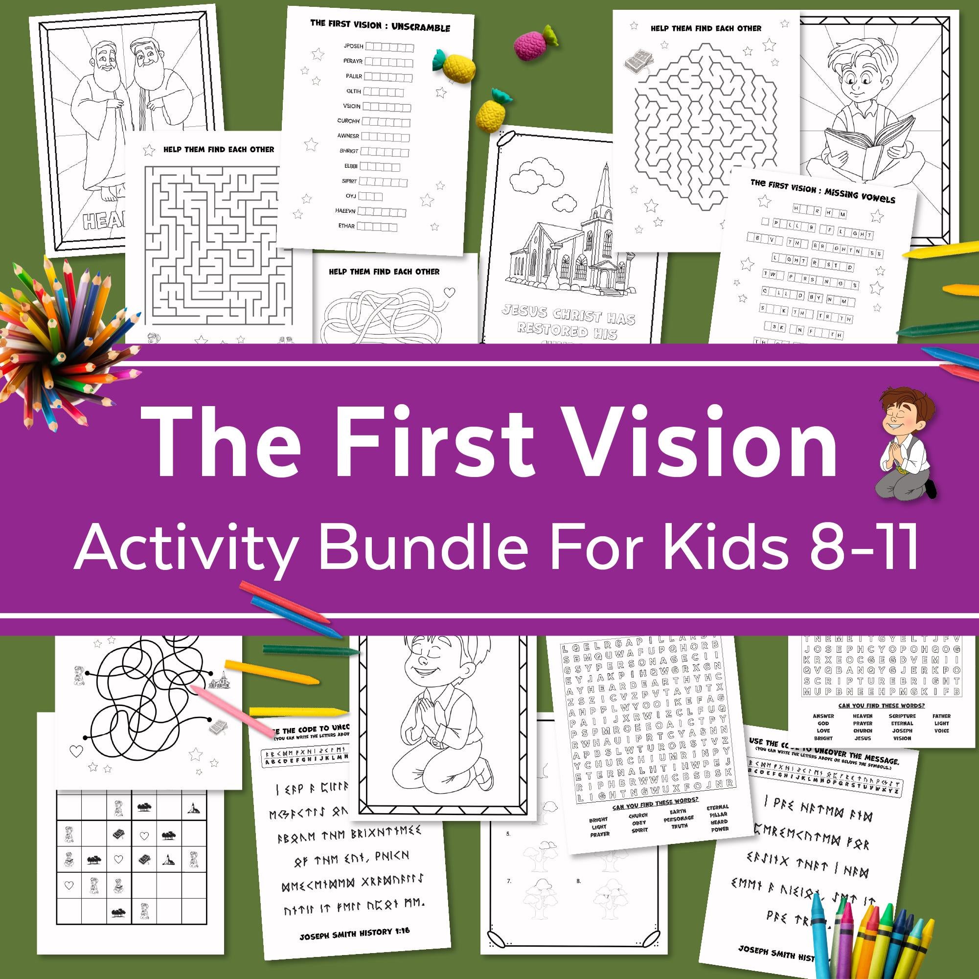 First Vision LDS Activity Bundle for kids 8-11 - LDS Church History 20 ...