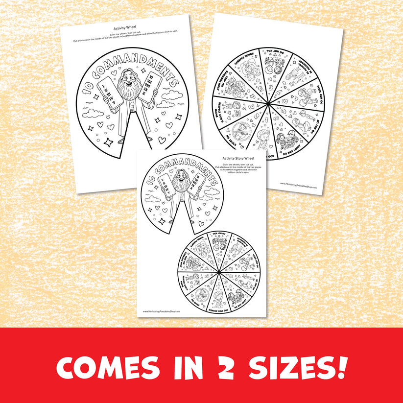 10 Commandments Coloring Wheel Bible Activity – Ministering Printables