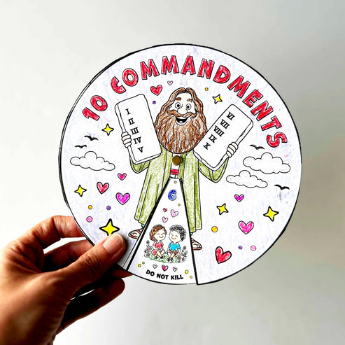 10 Commandments Coloring Wheel Bible Activity – Ministering Printables
