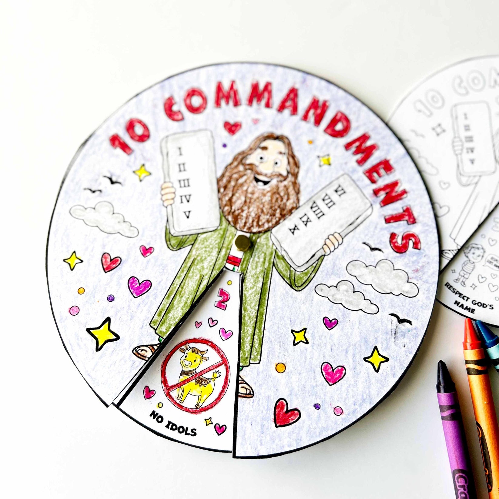 10 Commandments Coloring Wheel Bible Activity – Ministering Printables