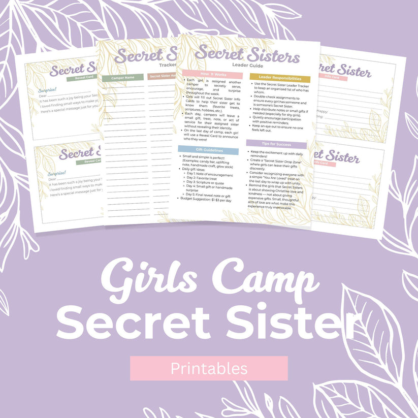 LDS Secret Sister Girls Camp Kit Digital Template and Printables ...