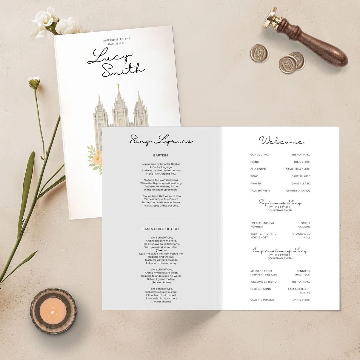 LDS Baptism Program - Editable Template for Instant Download ...