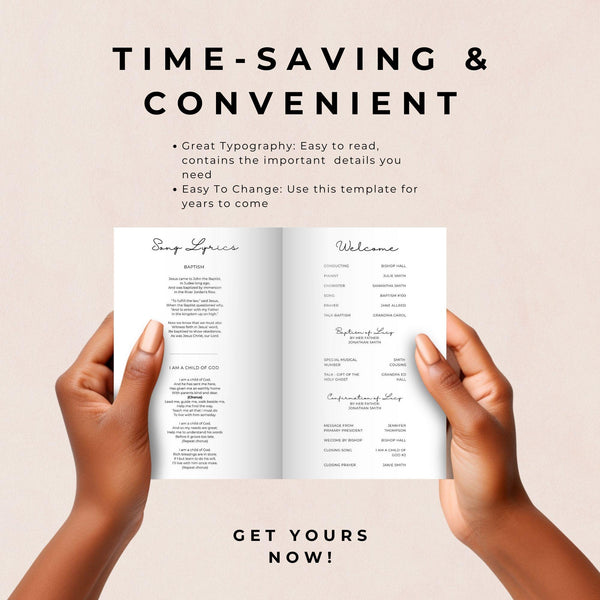 LDS Baptism Program - Editable Template for Instant Download ...