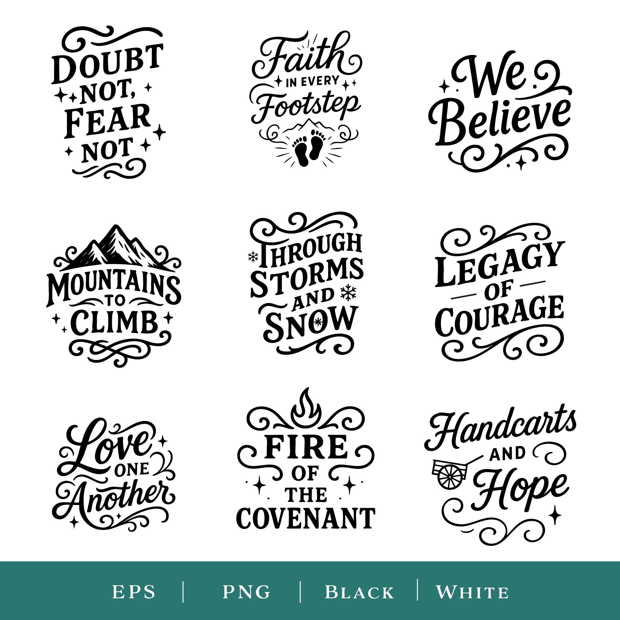 LDS Pioneer Logos, Handcart SVG, Trek Printables – Ministering Printables