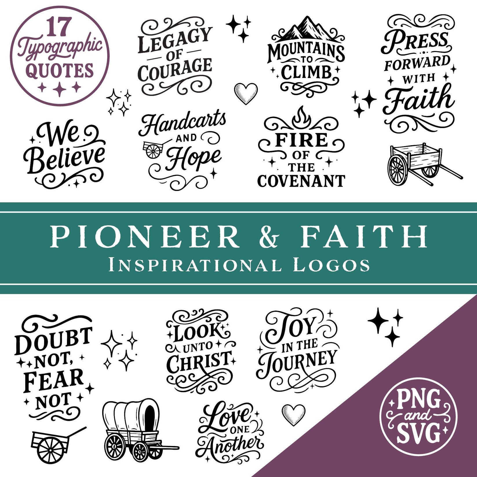 LDS Pioneer Logos, Handcart SVG, Trek Printables – Ministering Printables