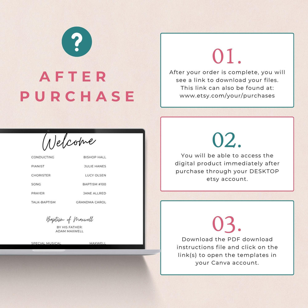 LDS Baptism Program Minimalist, Editable Template for Instant Download ...