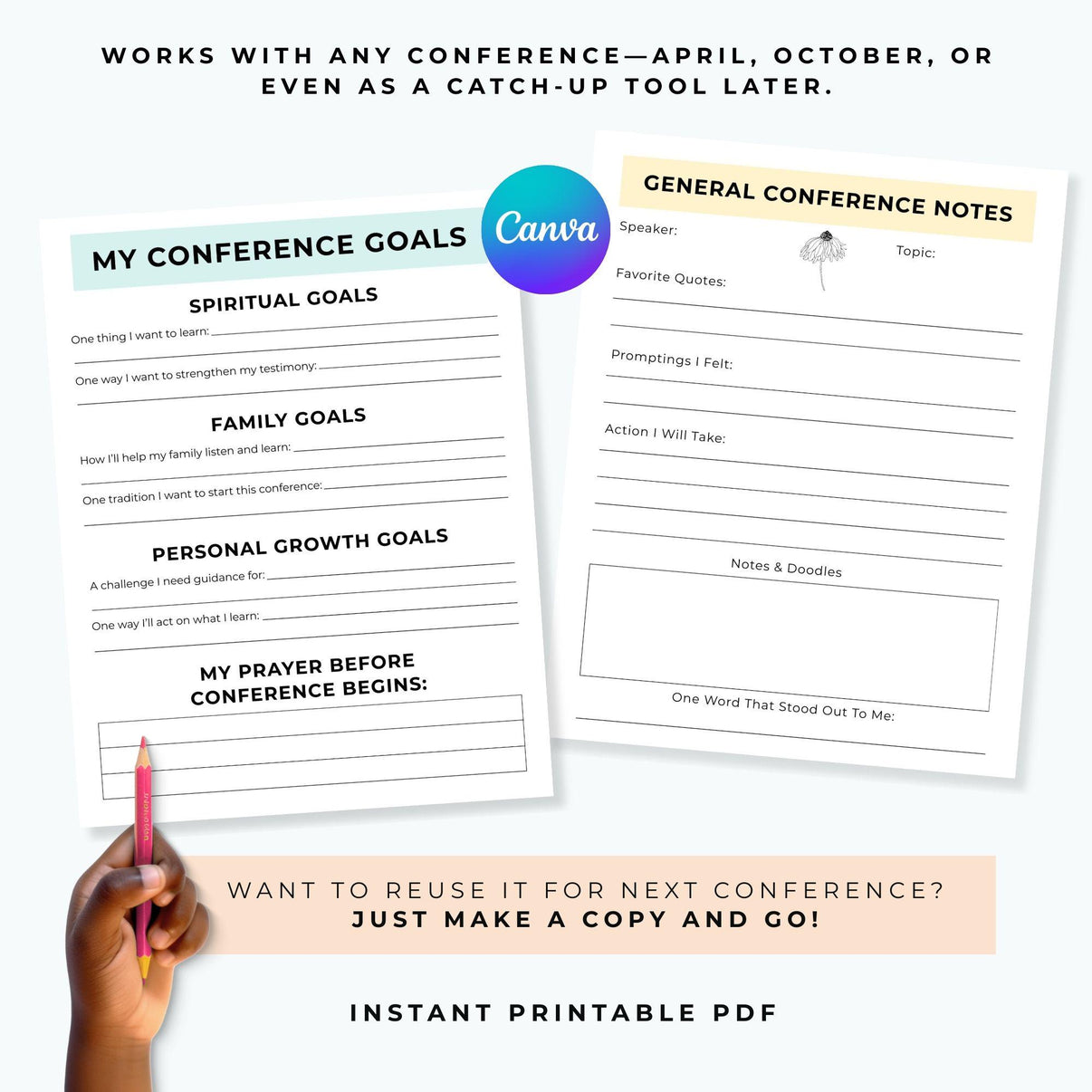 LDS General Conference Journal: LDS Study Guide, Editable With Canva ...