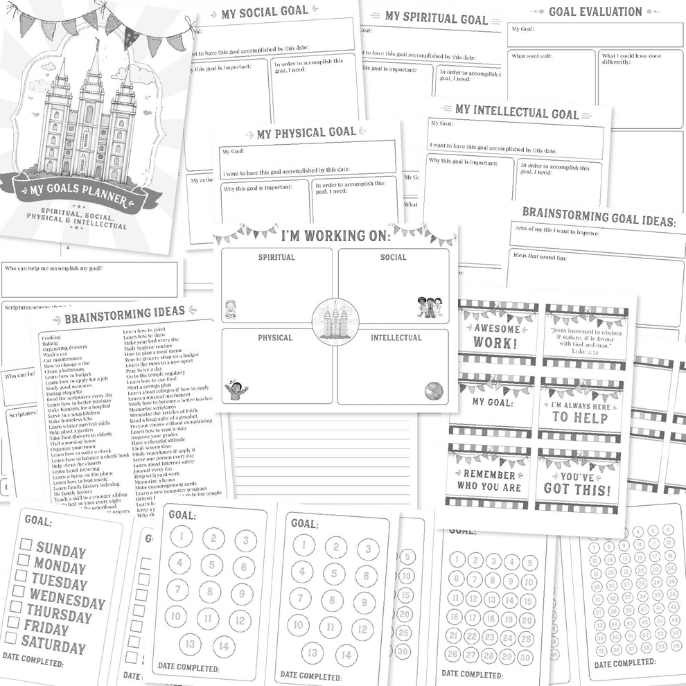 Youth Goals Kit for LDS Youth and Primary Children – Ministering Printables