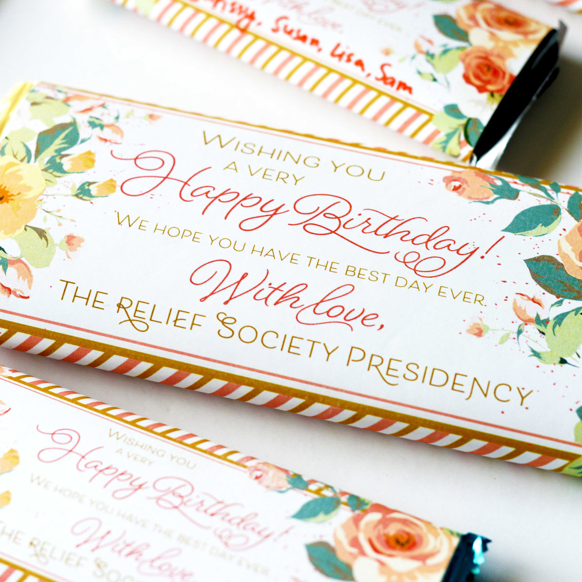 Relief Society Birthday Chocolate Candy Bar Wrapper - Rose Floral Birt ...