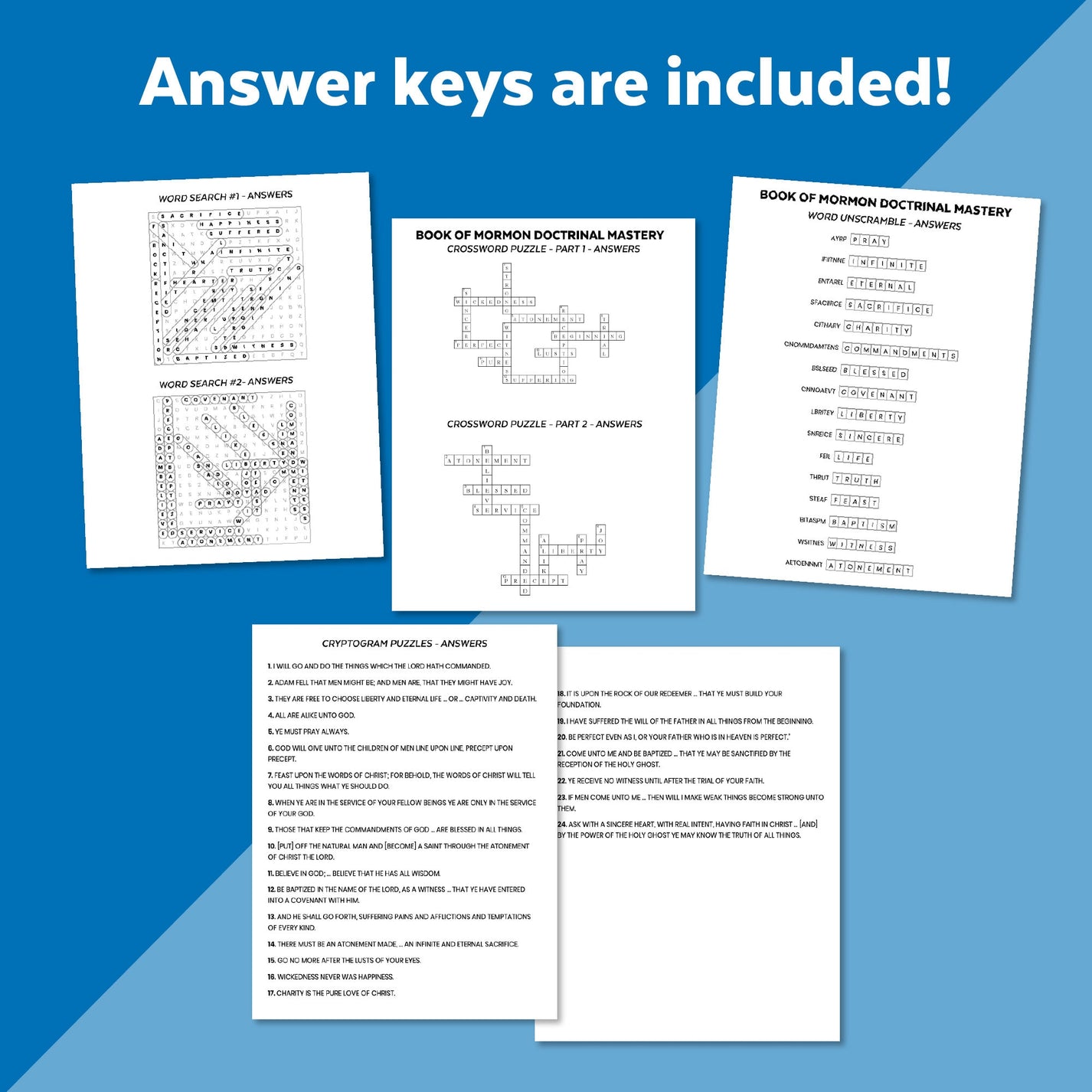 LDS Seminary Doctrinal Mastery Games and Puzzles for Book of Mormon ...