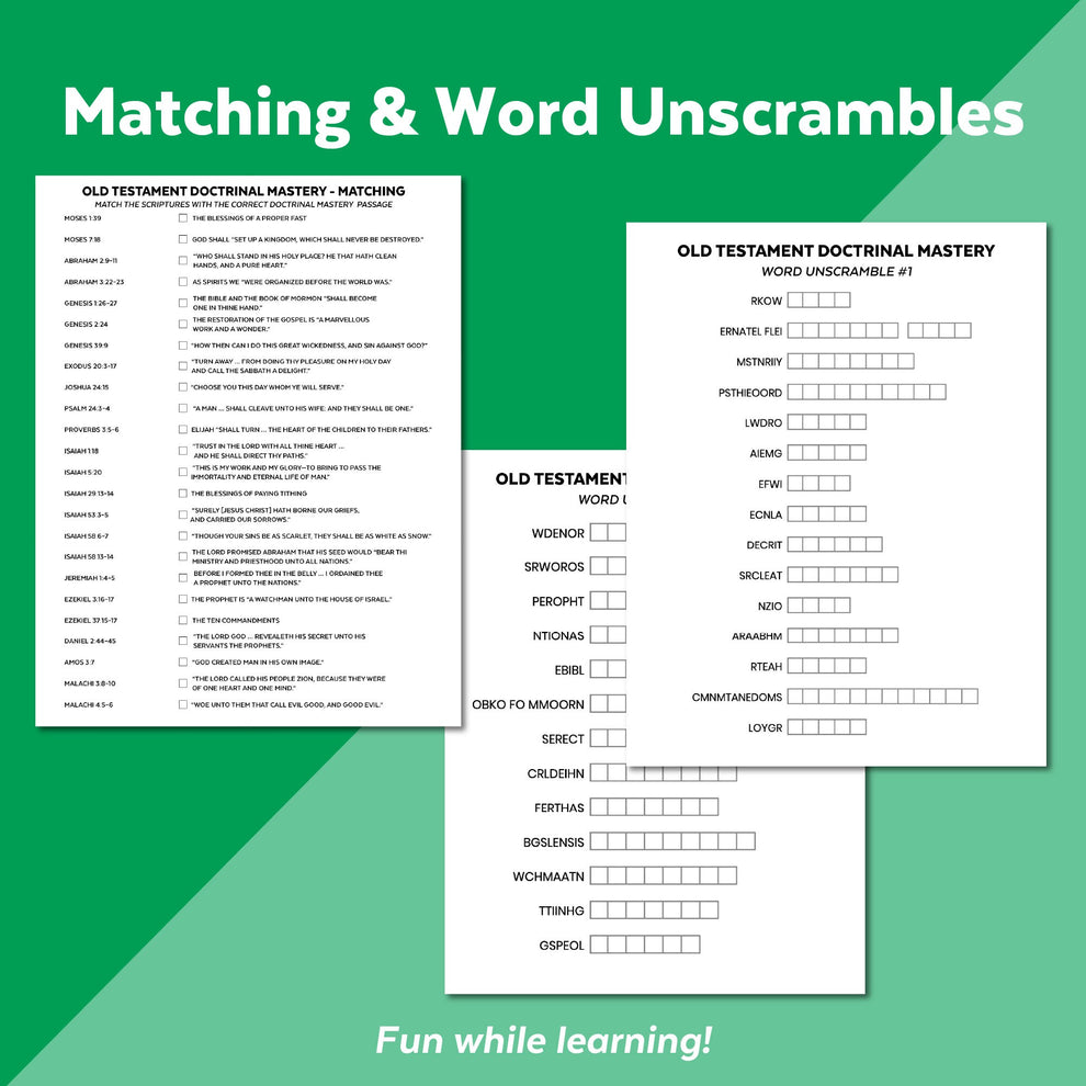 LDS Seminary Doctrinal Mastery Games and Puzzles for Old Testament ...